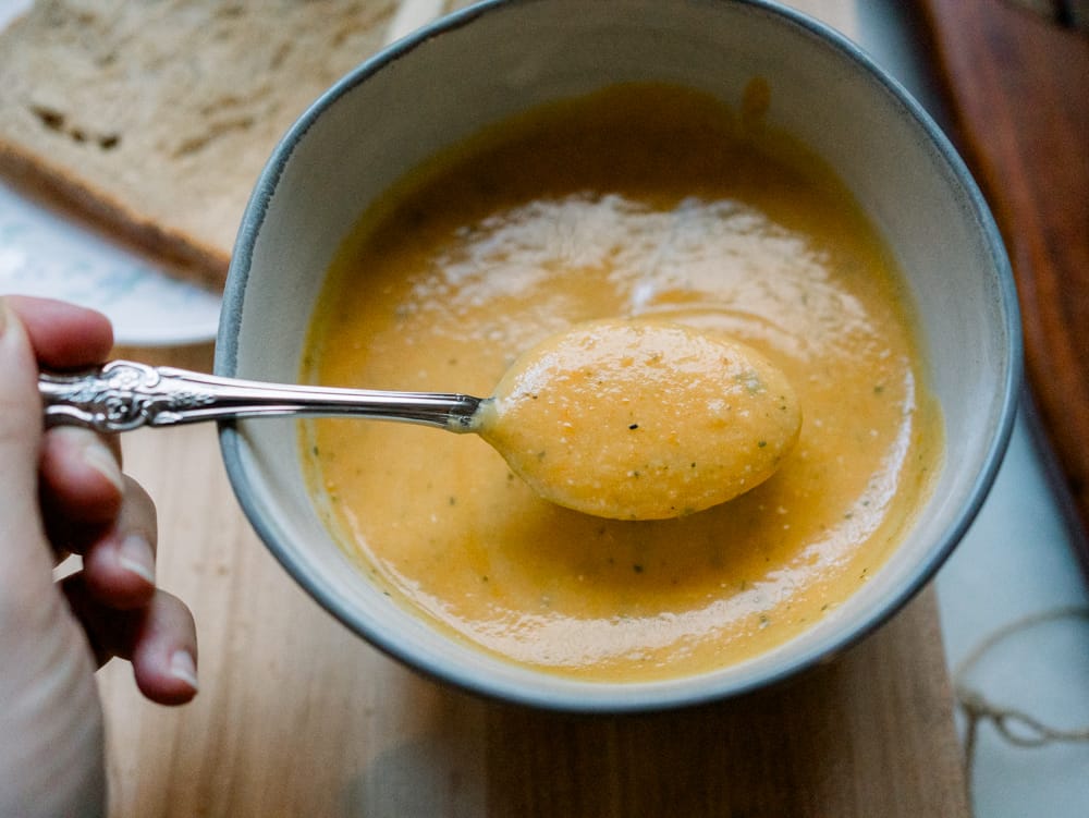 Creamy Red Lentil Vegetable Soup with Greek Yogurt - Christine's Notebook