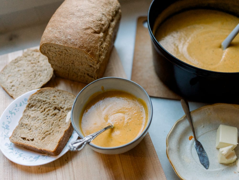 Creamy Red Lentil Vegetable Soup with Greek Yogurt - Christine's Notebook